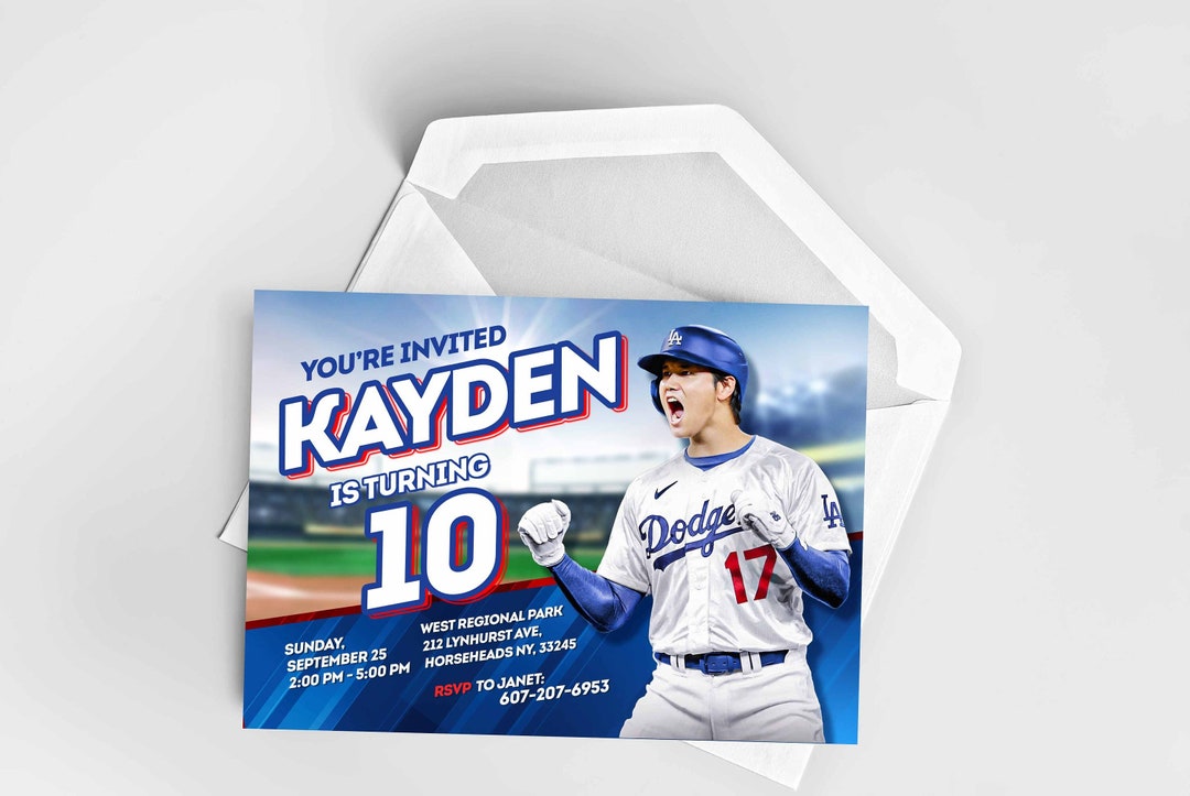 Custom Ohtani Birthday Invitation, Personalized Shohei Ohtani Baseball ...