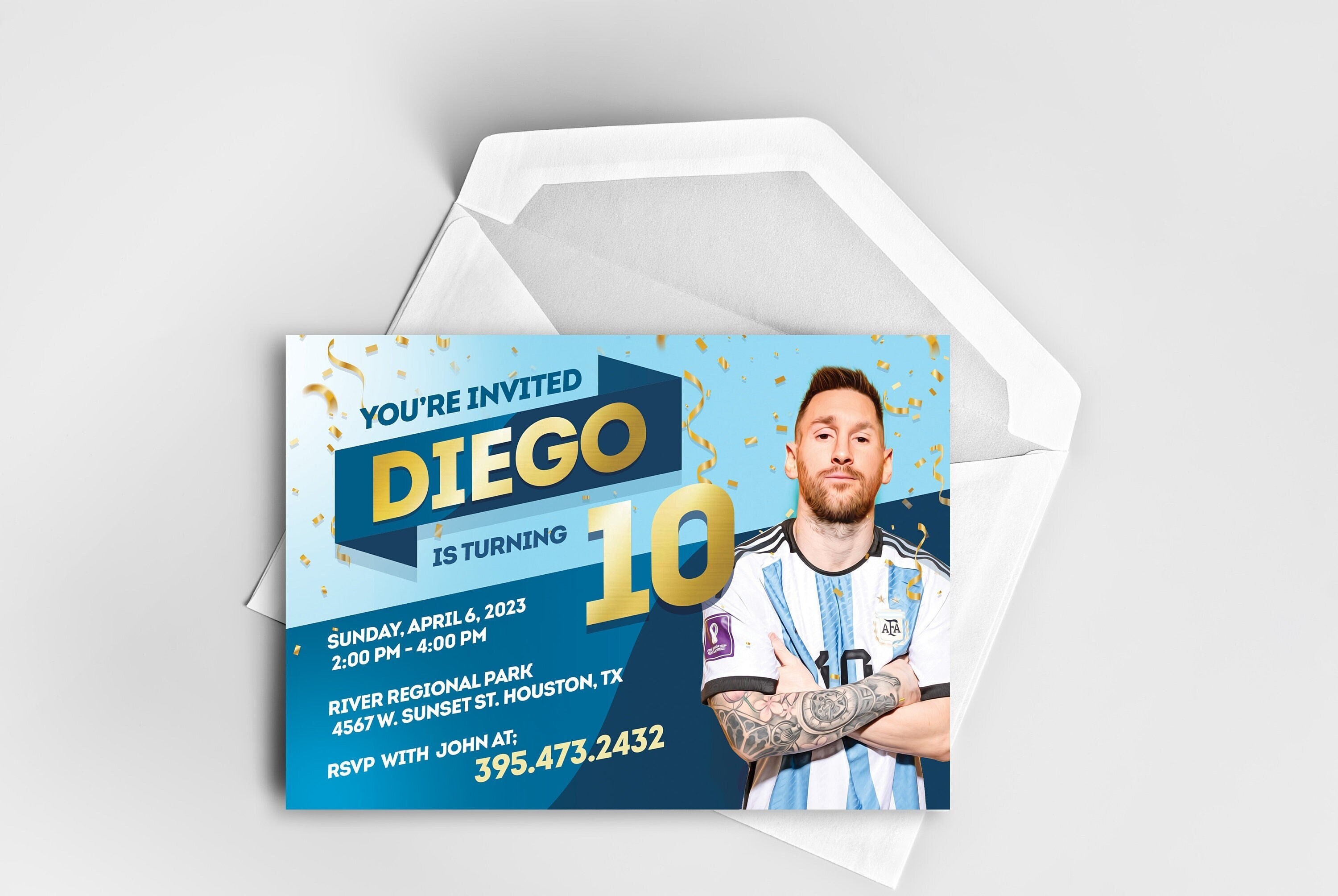 Messi Birthday Invitation | Made to Order Customizable Messi Birthday ...