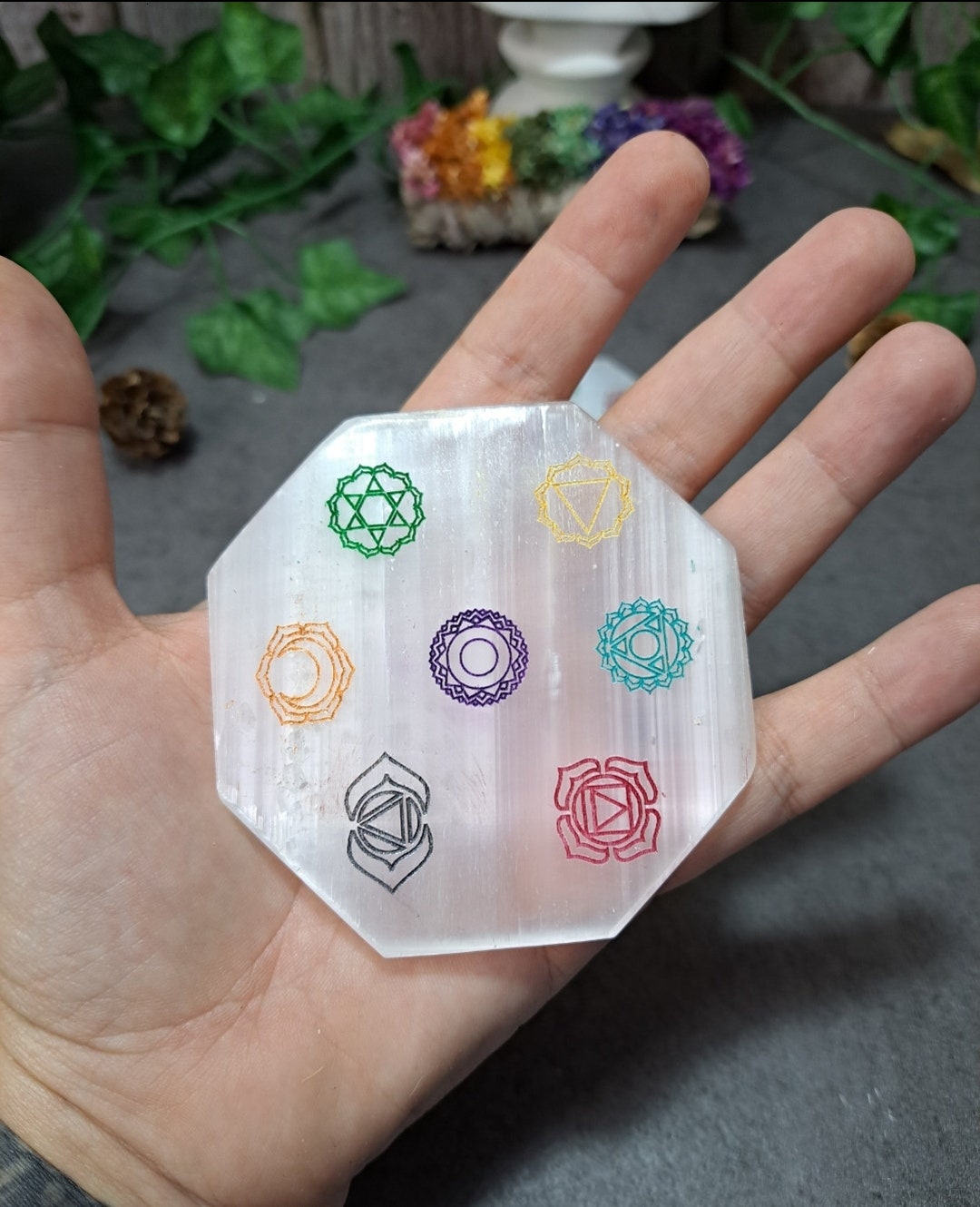Selenite/satin Spar/gypsum Reiki Charging Plates - Octagon - Etsy