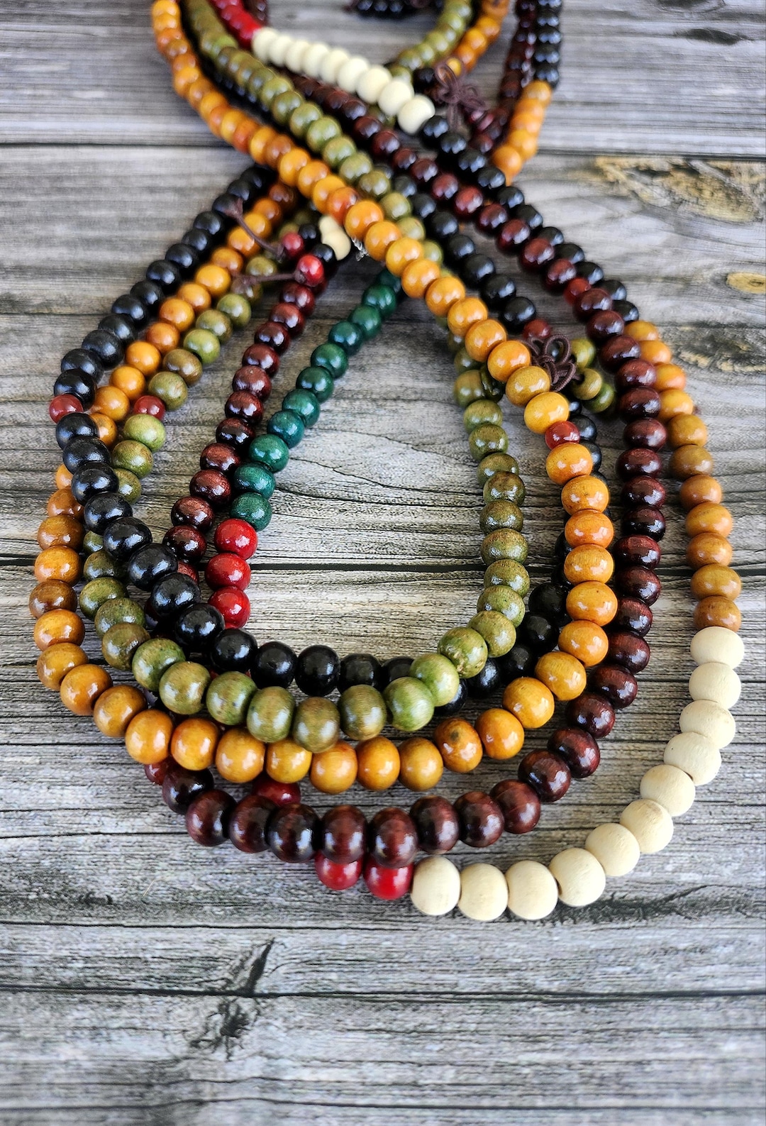 Tibetan Wooden Prayer Beads / Mala/ Buddhist Beaded Bracelets ...