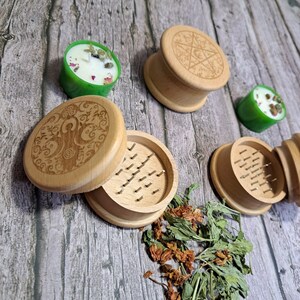 Wooden Herb Grinders With Pentacle, Goddess, or Cauldron Etchings - Etsy