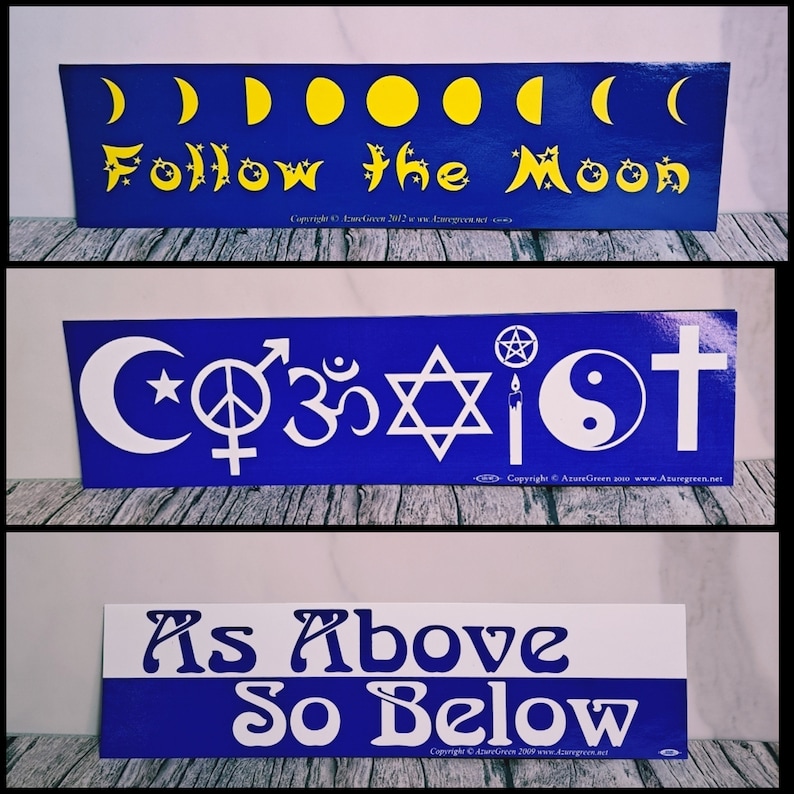 Vinyl Bumper Stickers - Coexist, as Above so Below, Follow the Moon ...