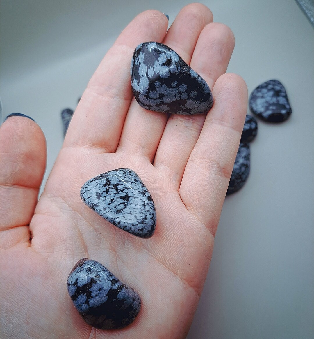 Snowflake Obsidian Tumbled Stones - Etsy