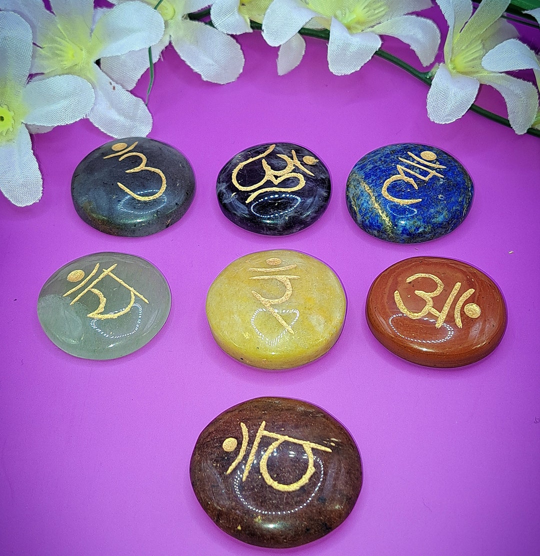 Hand-carved Chakra Worry Stone Set - Etsy