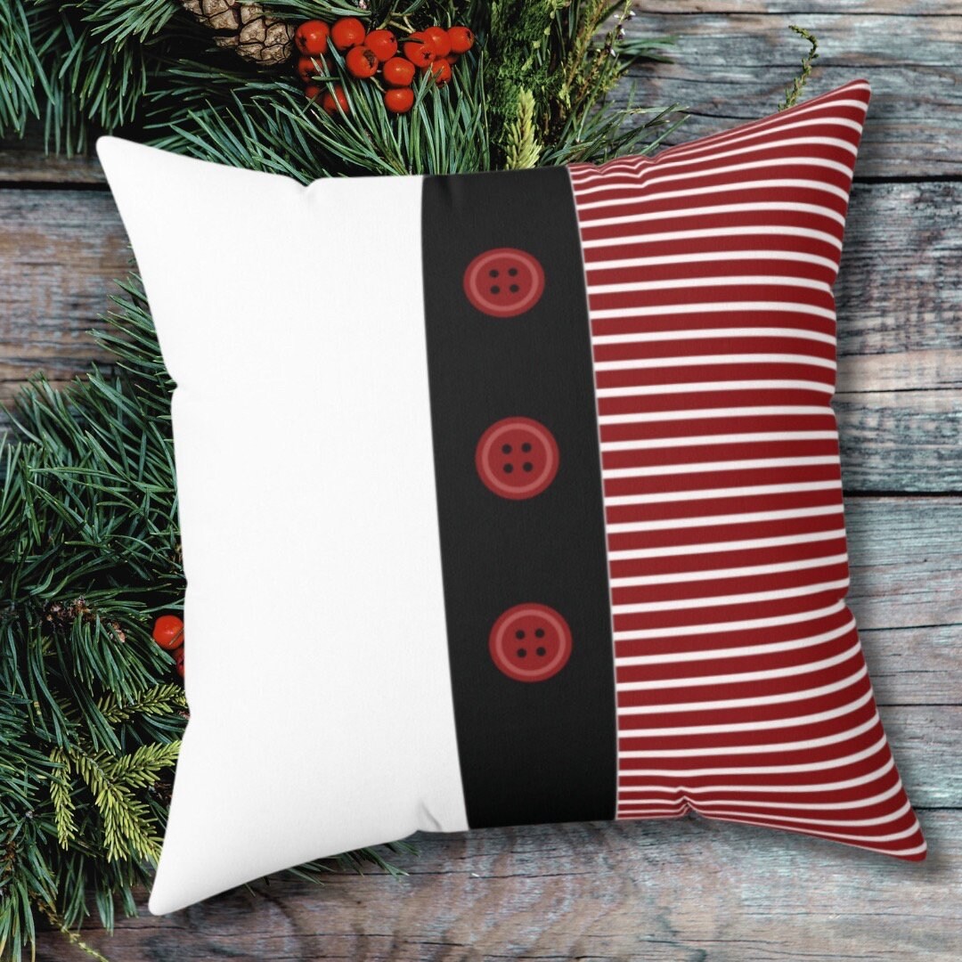 Red Button Print and Stripes Faux Suede Square Throw Pillow. Cute ...