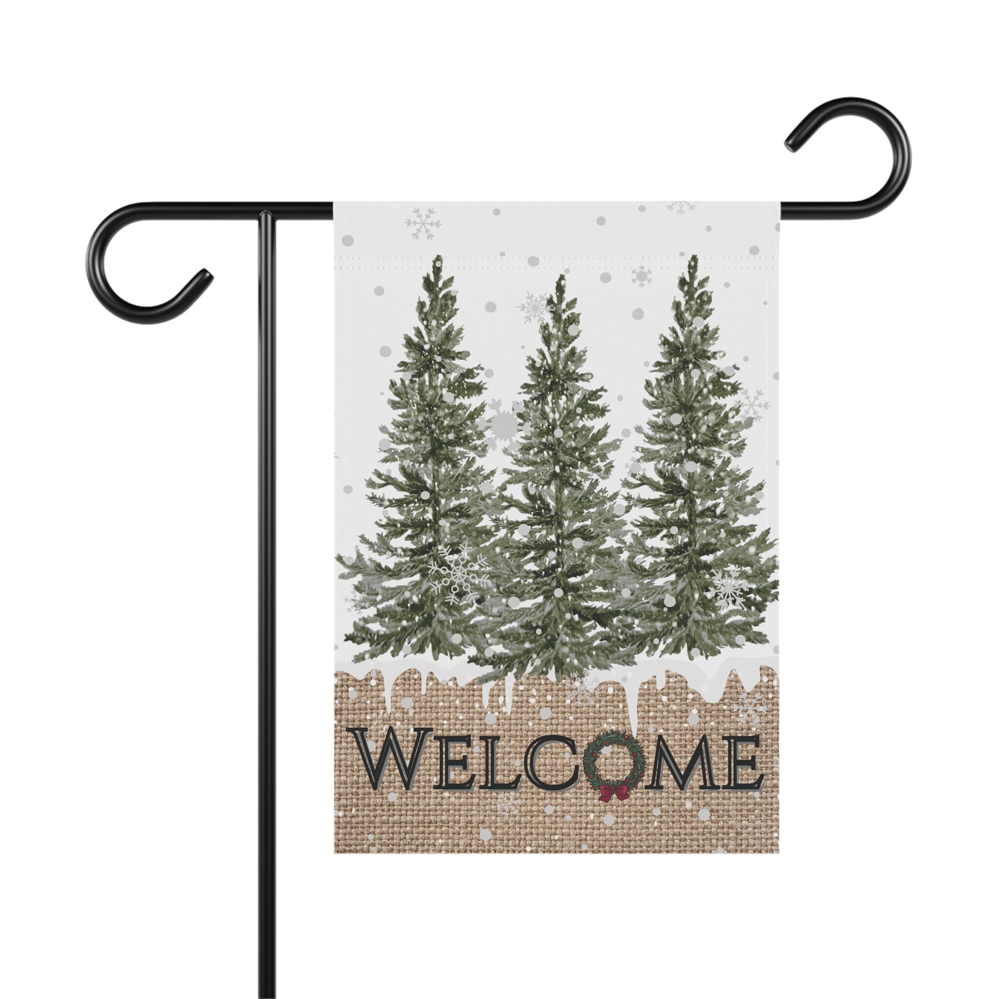 Christmas Evergreen Tree Welcome Garden Banner: Farmhouse Holiday Decor ...