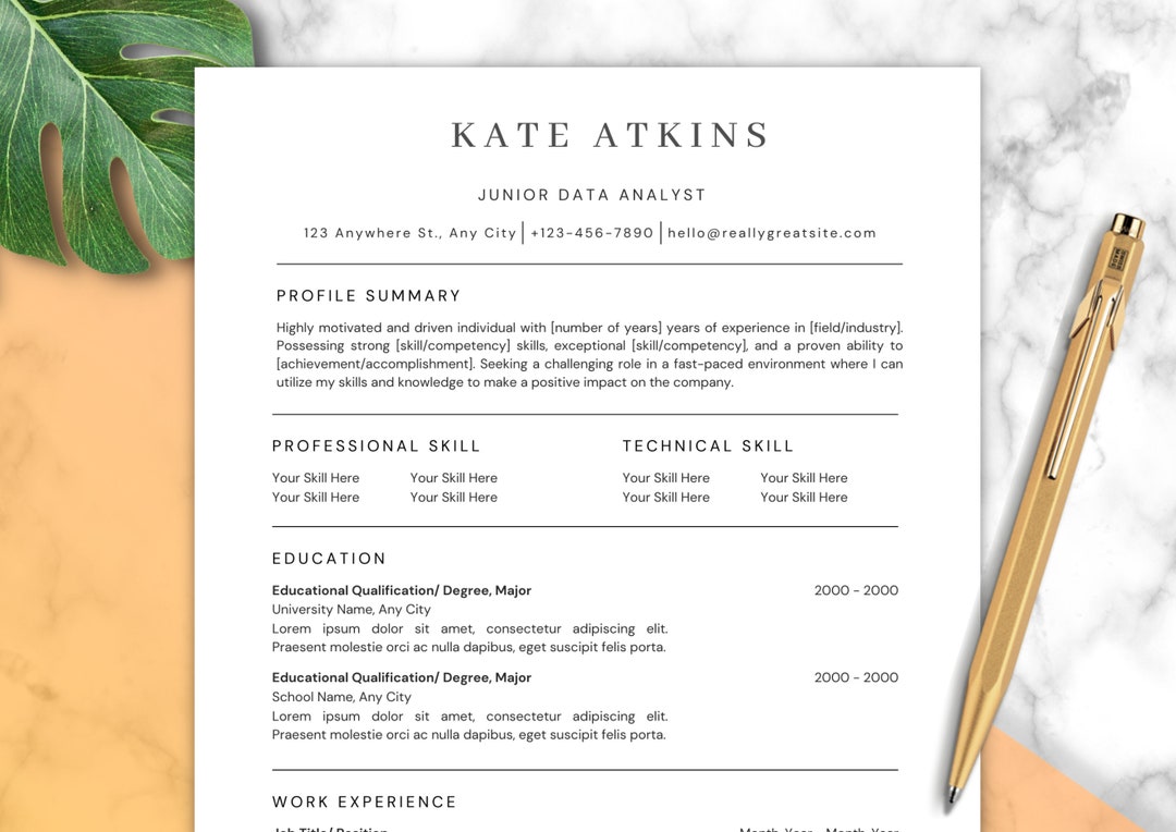 Harvard Style Template for Google Docs, Word & Pages Minimalist ATS ...