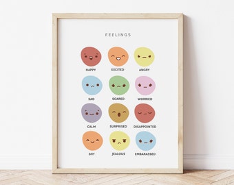 Printable Feelings, Emotion, Children Wall Art, Montessori Nursery ...