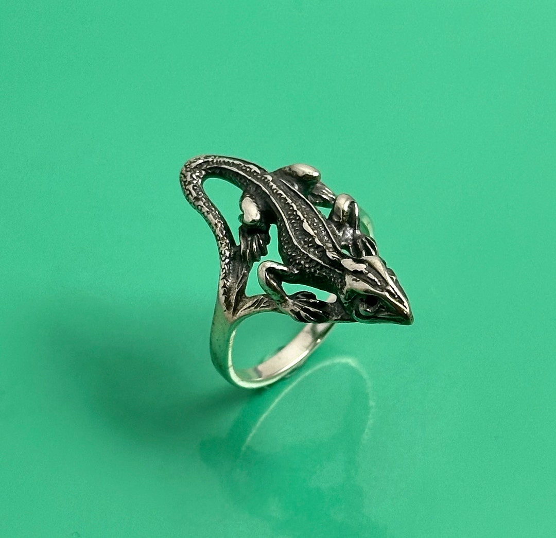 Lizard Ring /exotic Ring/unisex Ring/ Lizard Jewelry , Unique Solid Silver Ring/unique Punk ...