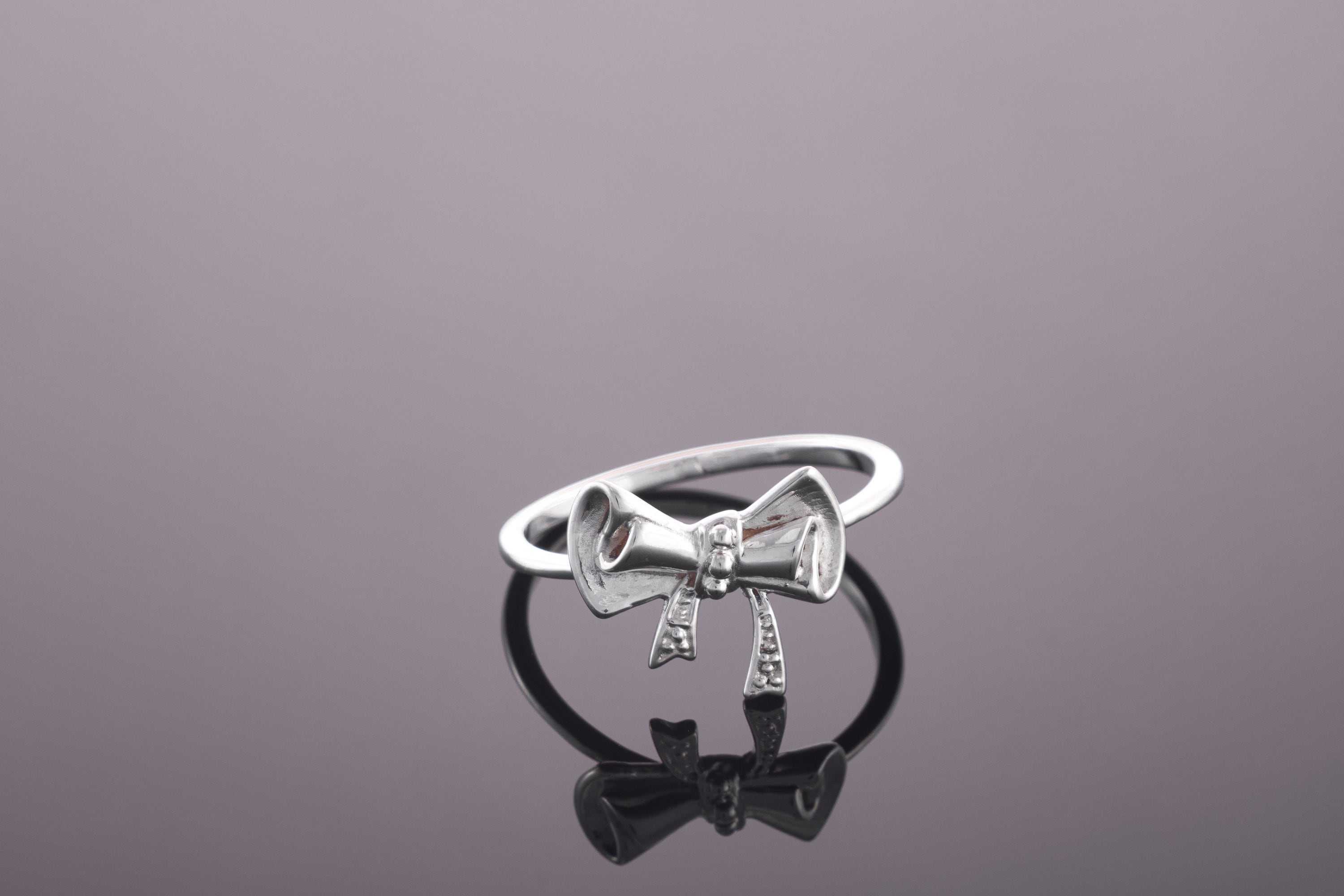 Sterling Silver Bow Ring Ribbon Rings Anniversary Gift Ring - Etsy