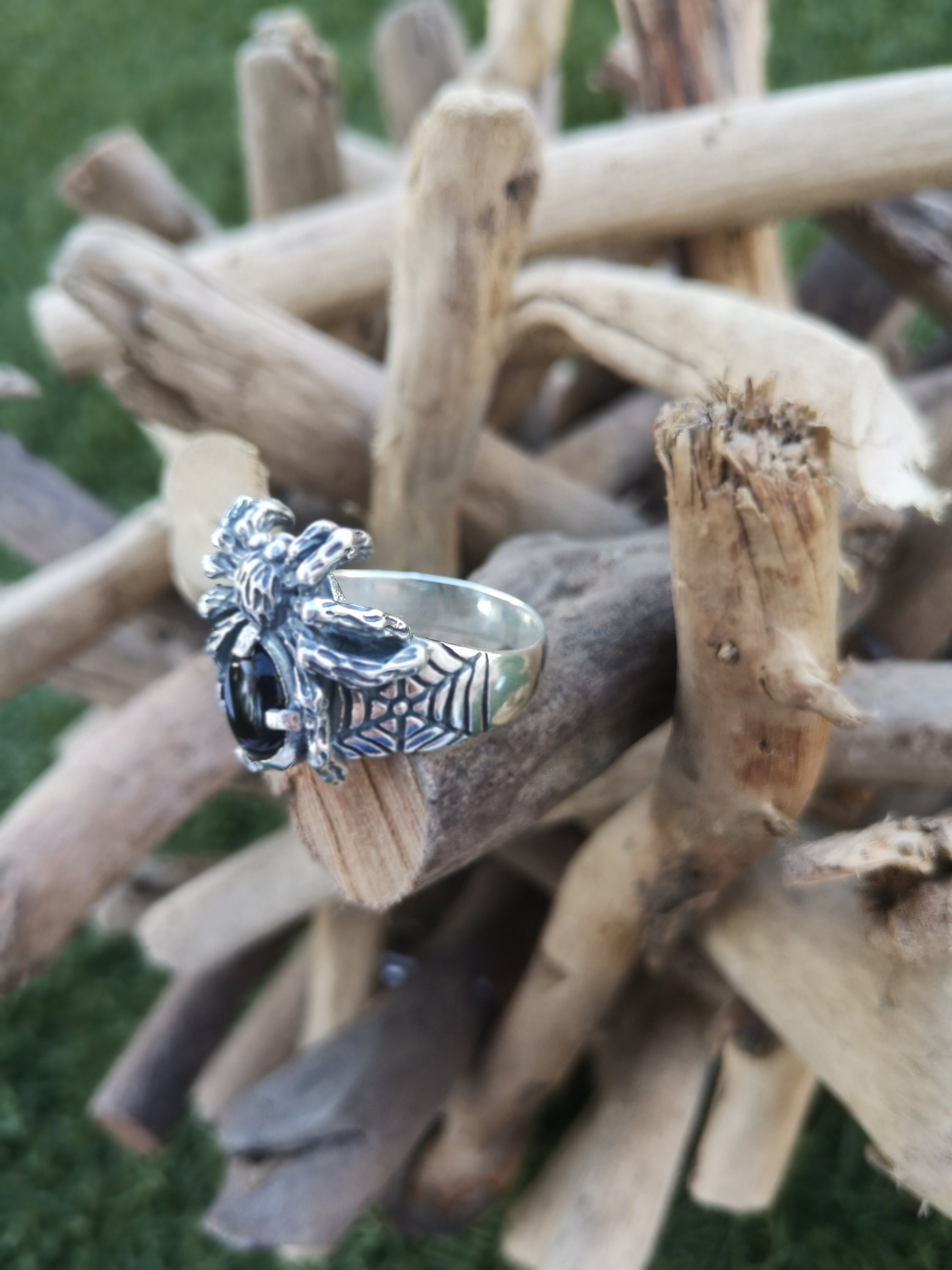 Giant Spider Ring for Men With Gemstone Spider Jewelry - Etsy
