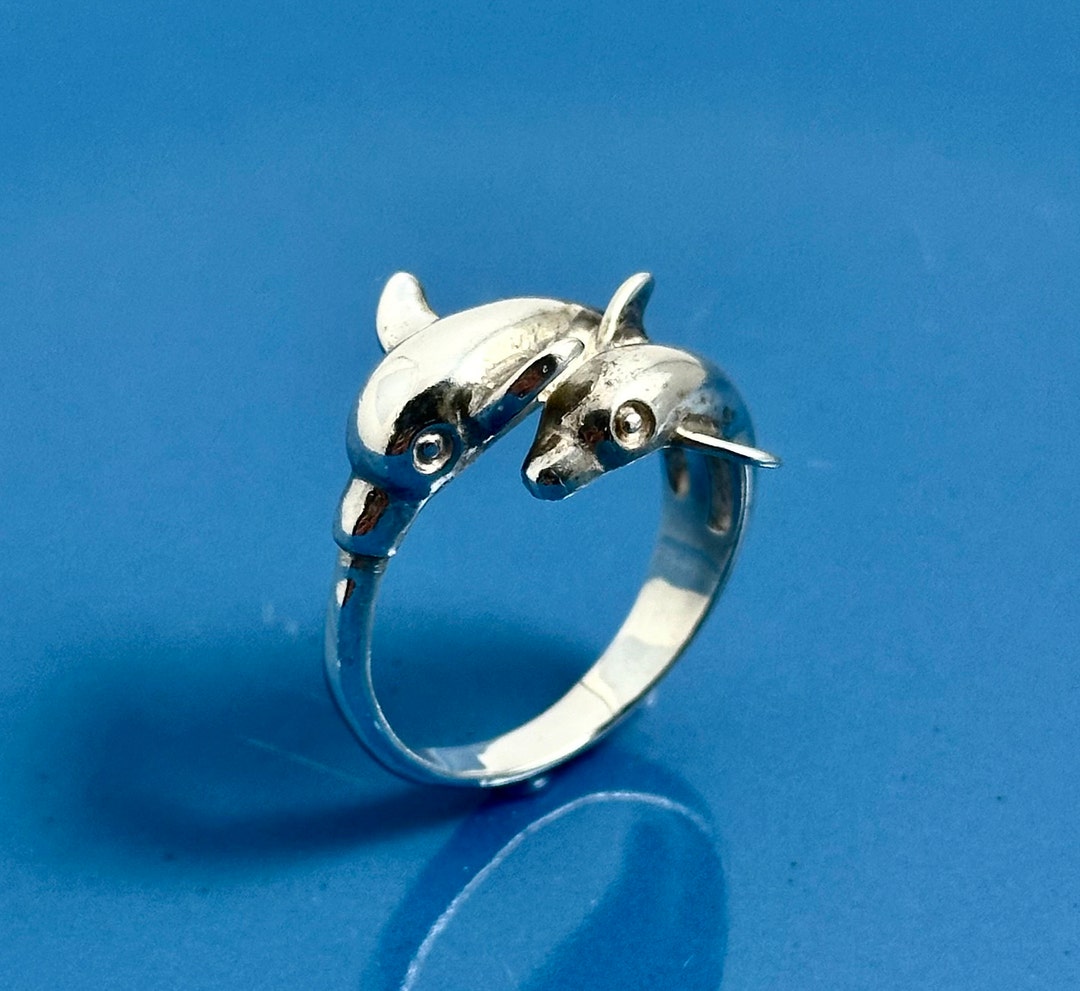 Sterling Silver Dolphin Couple Ring/ Promise Ring/ocean Animal Jewelry ...