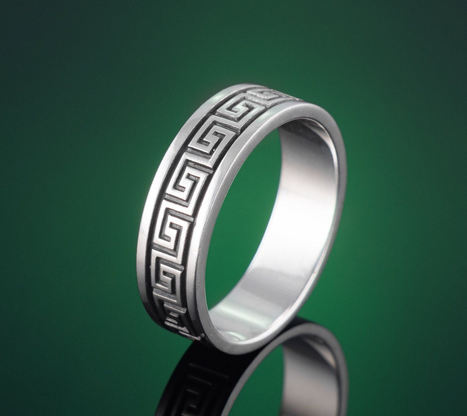 Greek Key Ring/solid Silver Greek Ring/meander Ring/ Thumb Ring - Etsy