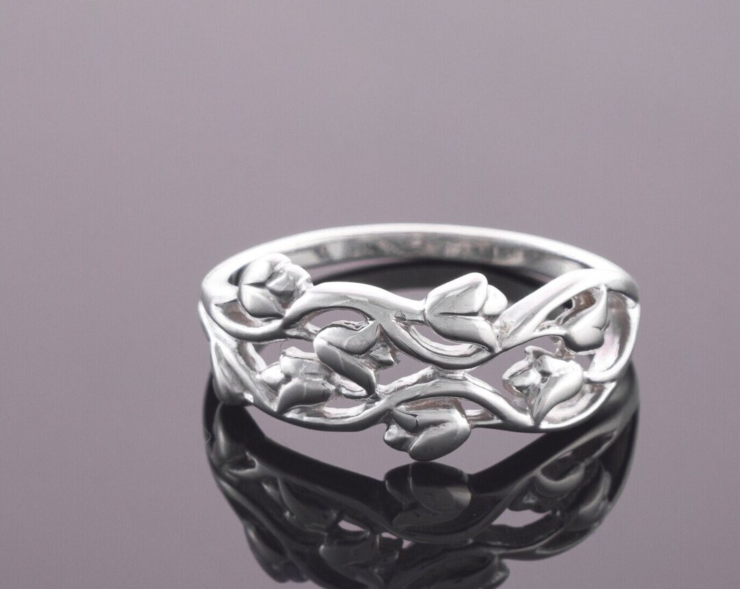 925 Silver Delicate Tulips Ring for Women / Simple / Dainty Sterling ...