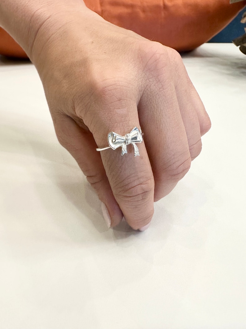 Sterling Silver Bow Ring Ribbon Rings Anniversary Gift Ring - Etsy