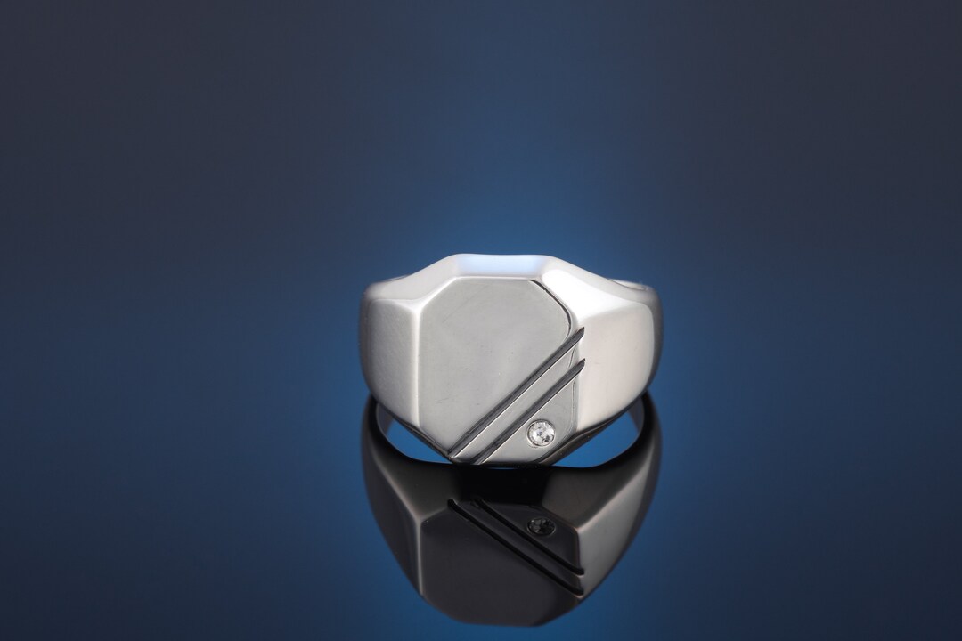 Modern Classic Men's Ring/ Geometric Statement Ring for Men / Signet ...