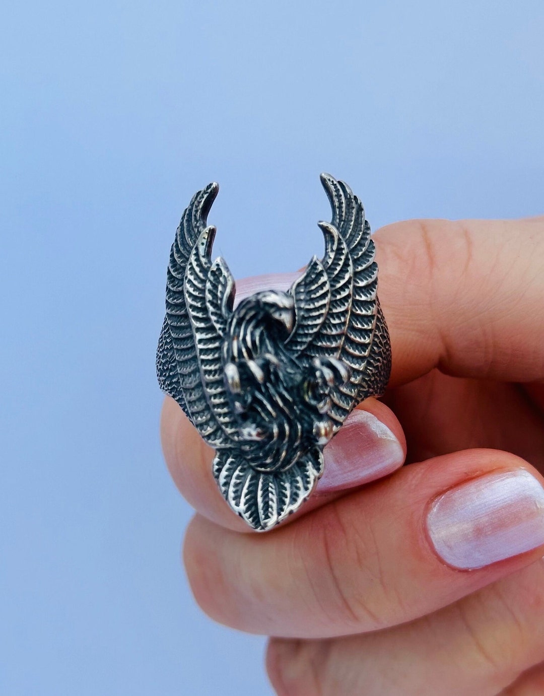 Huge Eagle Spreading Wings Ring for Men, American Eagle Ring, Signet ...