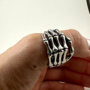 925 Sterling Silver Skeleton Hand Ring/ Punk Rock Biker Gothic Jewelry ...