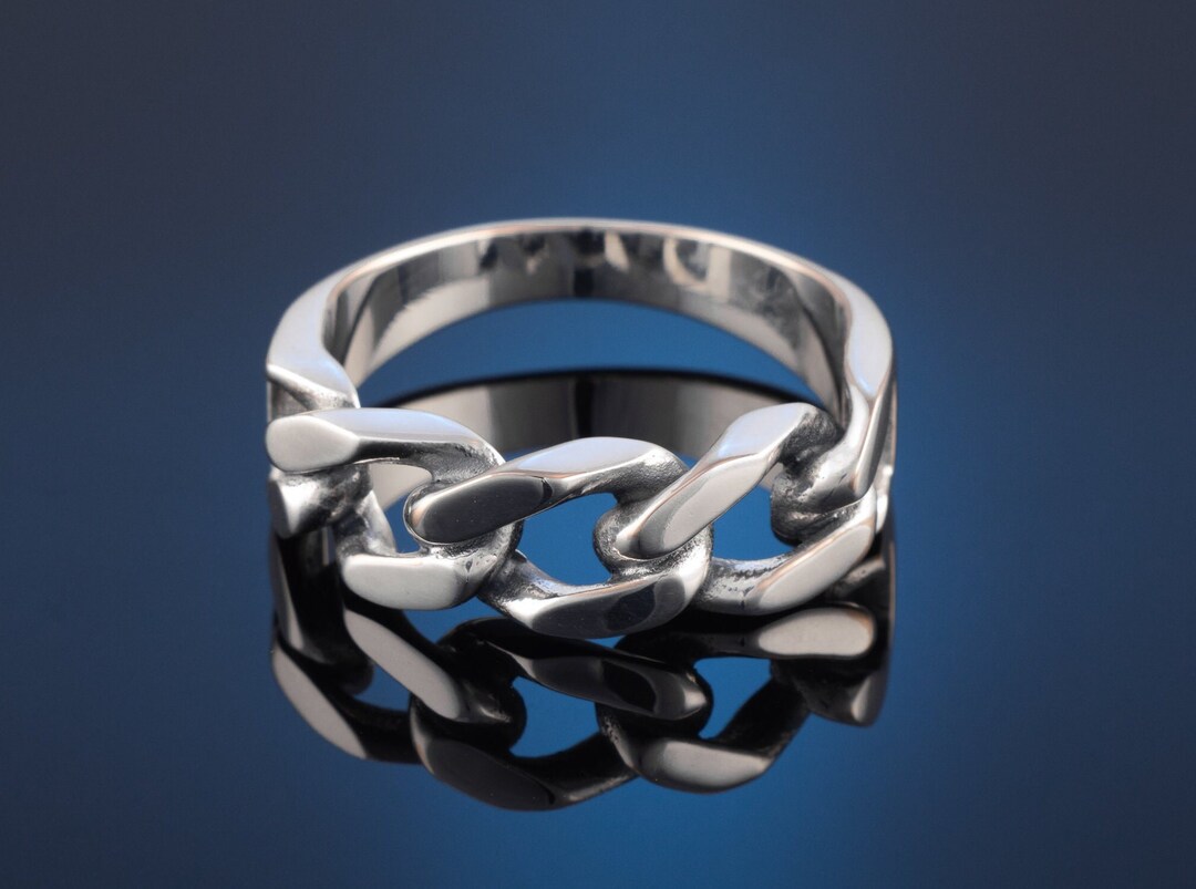 Men's Chain Ring / Thick Handcrafted Solid 925 Silver Link Ring / Men's ...