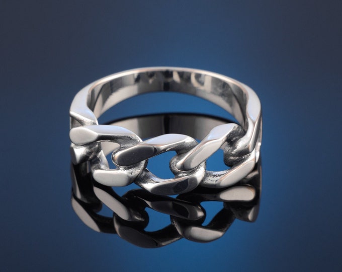 Chunky Chain Ring, Wide Chain Ring, Men's Chain Link Ring, Thick Chain ...