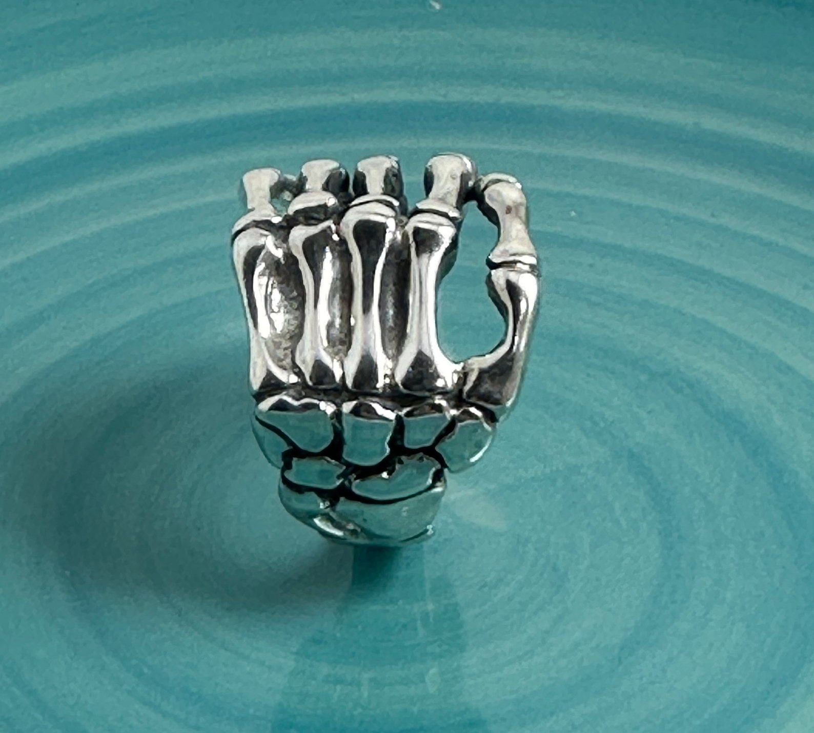 925 Sterling Silver Skeleton Hand Ring/ Punk Rock Biker Gothic Jewelry ...