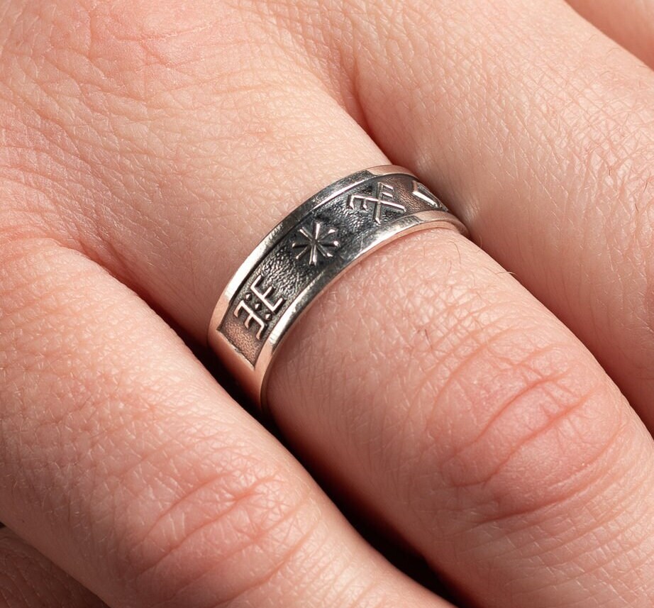 Protection /fortune Ring of Latvian Ancient Symbols / Unisex Silver ...