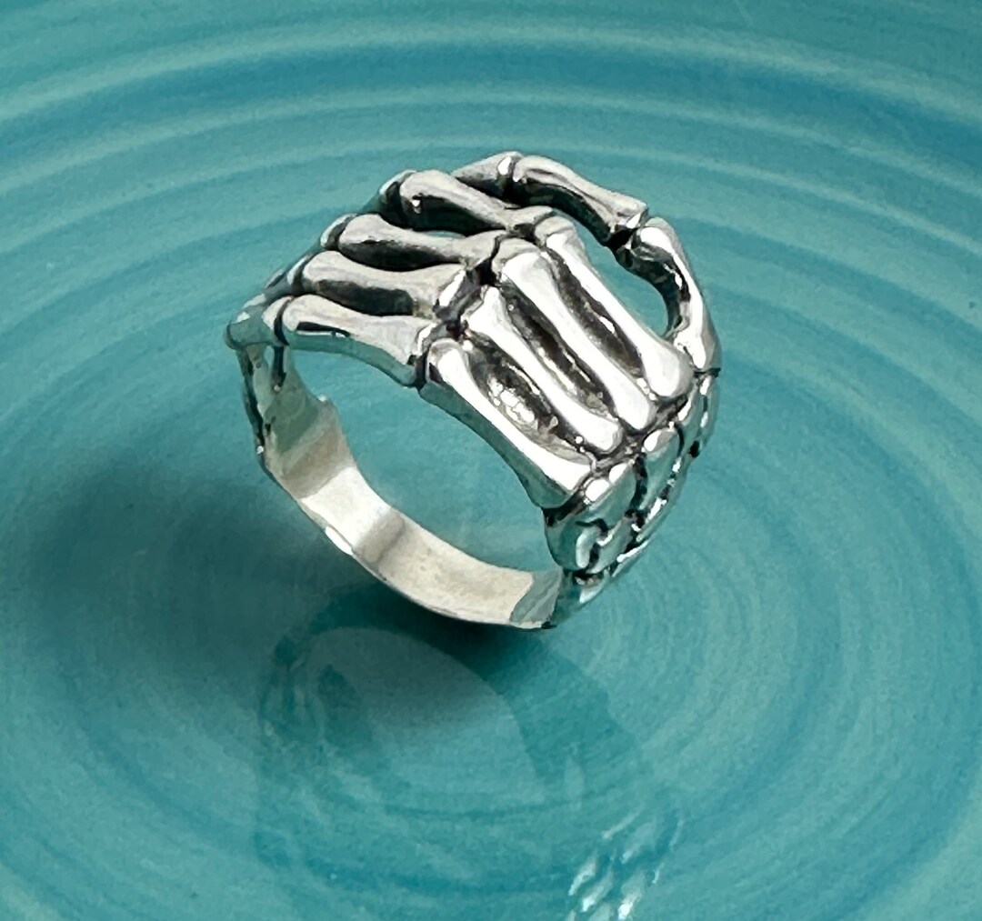 Men's 925 Sterling Silver Skeleton Hand Ring/ Punk Rock Biker Gothic ...