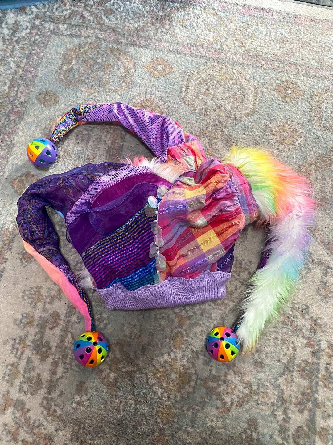 Jester / Joker Hat in Purple and Rainbow (psychedelic) - Etsy