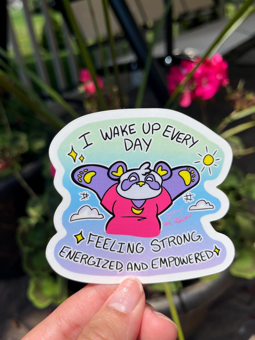 Panda Hiraya Affirmation Sticker - Wake up With Energy - Etsy