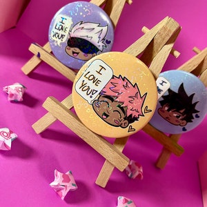 Curse Sorcerer Anime - Jujutsu Kaisen Anime Buttons: Holographic Heart ...