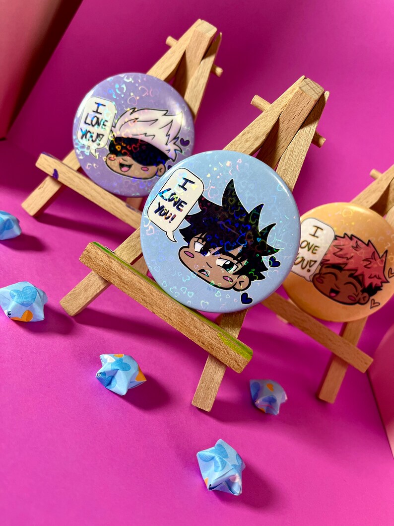 Curse Sorcerer Anime - Jujutsu Kaisen Anime Buttons: Holographic Heart ...