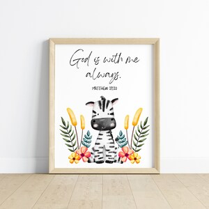 Nursery Bible Verse Wall Art, Safari Animals Wall Art, Nursery Animal ...
