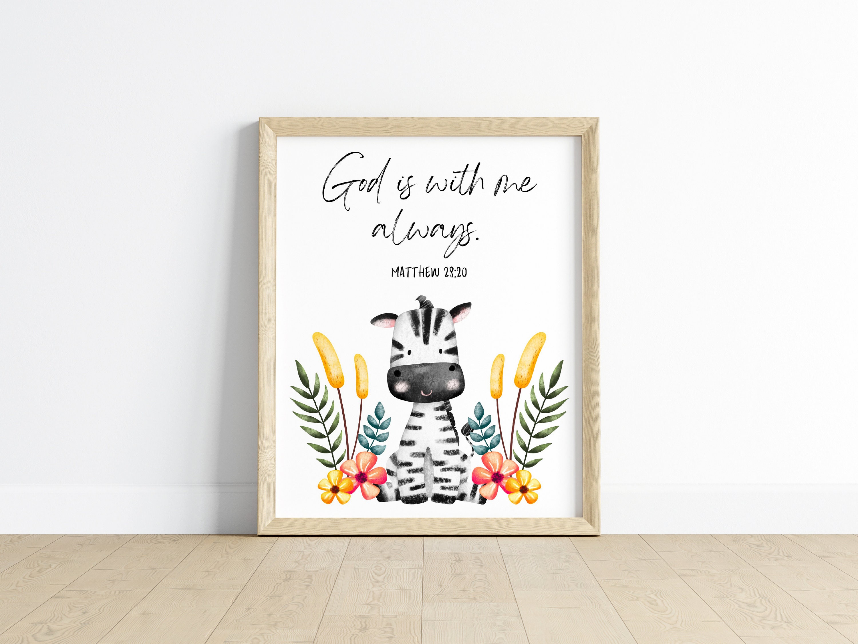 Nursery Bible Verse Wall Art, Safari Animals Wall Art, Nursery Animal ...
