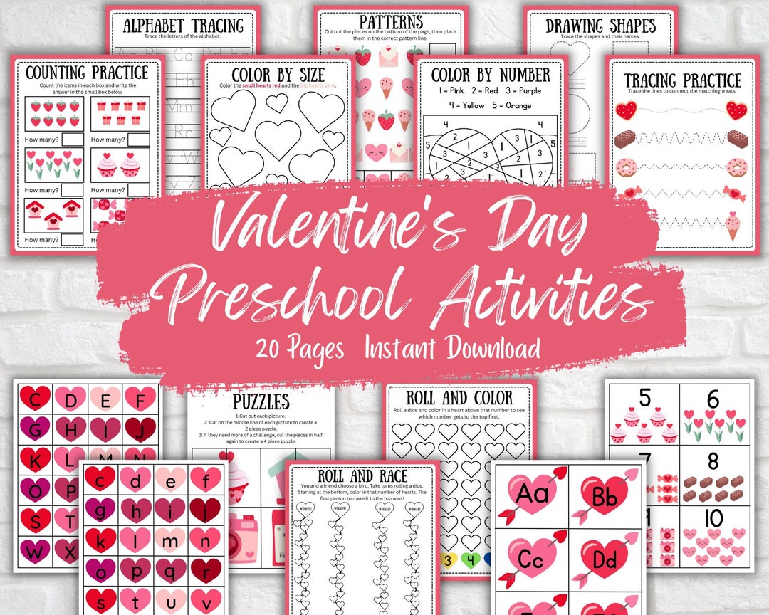 Printable Valentine's Day Preschool Activity Bundle - Etsy