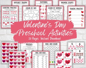 Valentine's Day Play Dough Mats Printable Playdough Activity Hearts and ...