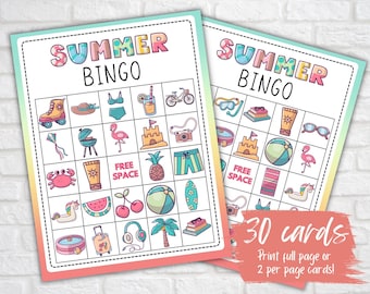 Printable Summer Bingo Game Summer Activity for Kids Printable Party ...