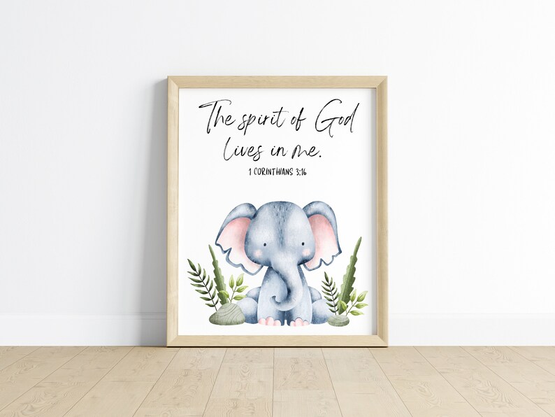 Nursery Bible Verse Wall Art, Safari Animals Wall Art, Nursery Animal ...