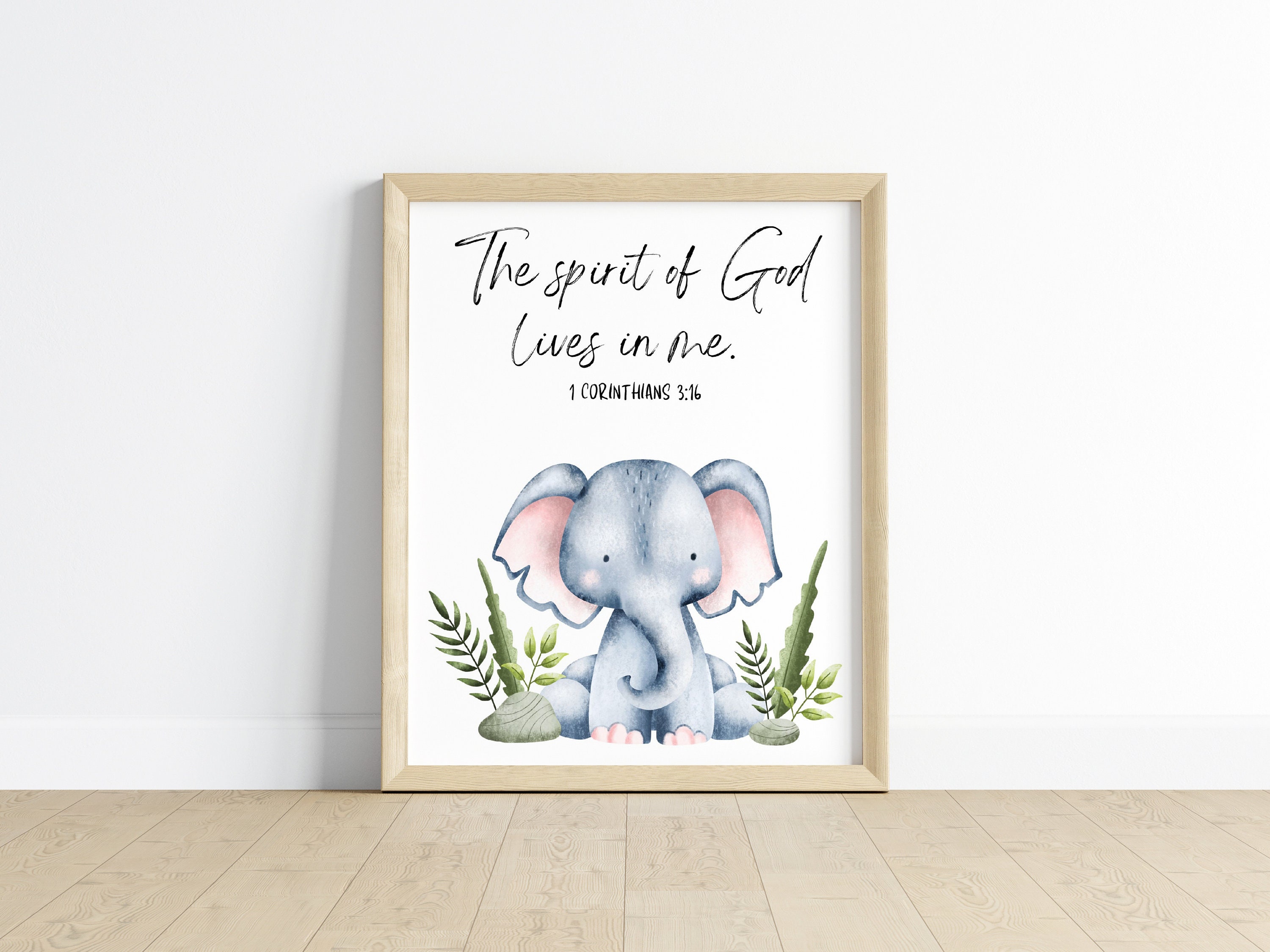 Nursery Bible Verse Wall Art, Safari Animals Wall Art, Nursery Animal ...