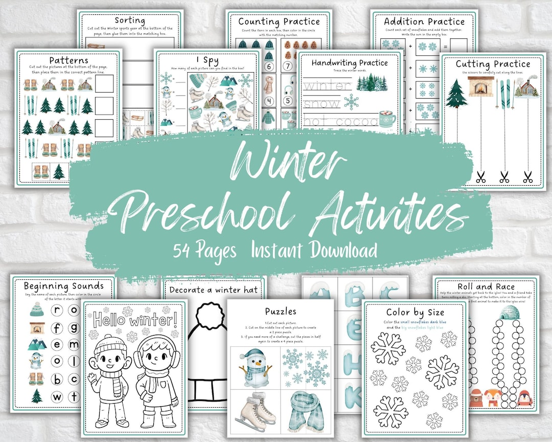 Printable Winter Preschool Activity Bundle - Etsy