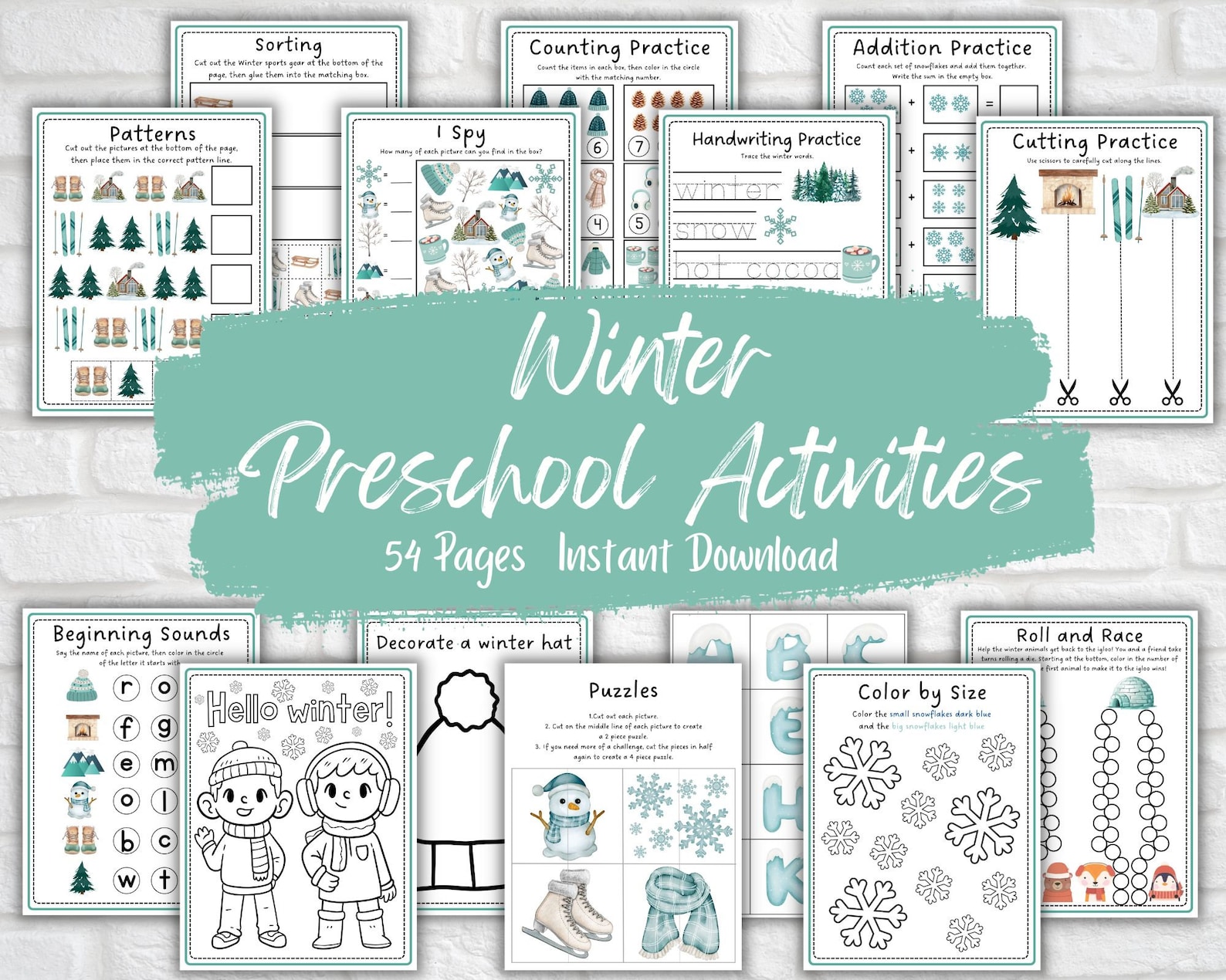 Printable Winter Preschool Activity Bundle - Etsy