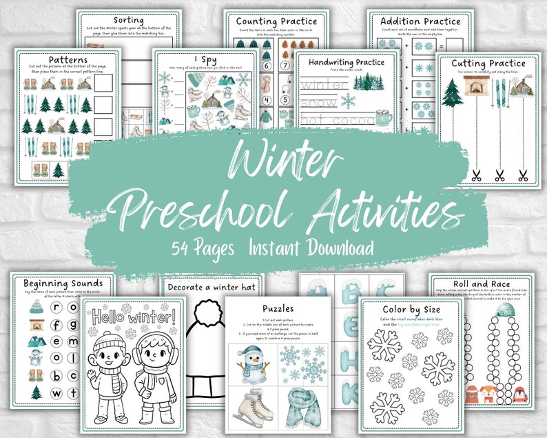 Printable Winter Preschool Activity Bundle - Etsy