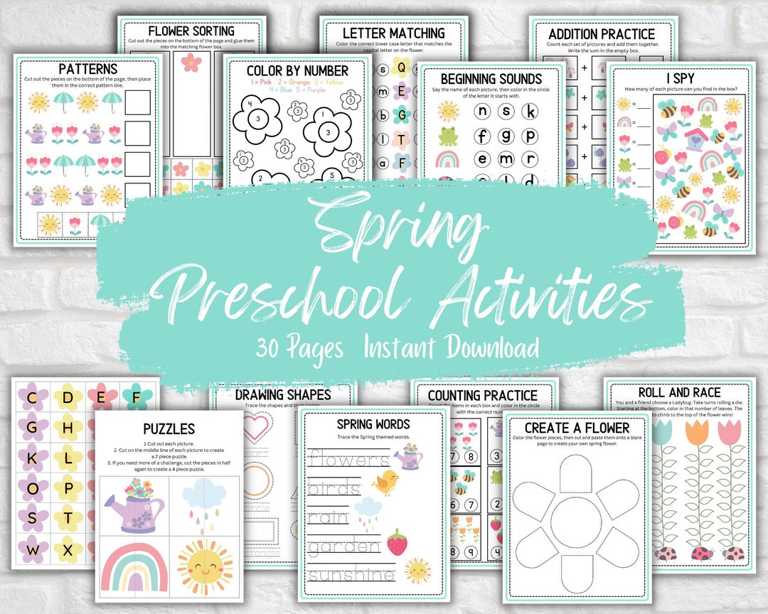Printable Spring Preschool Activity Bundle - Etsy