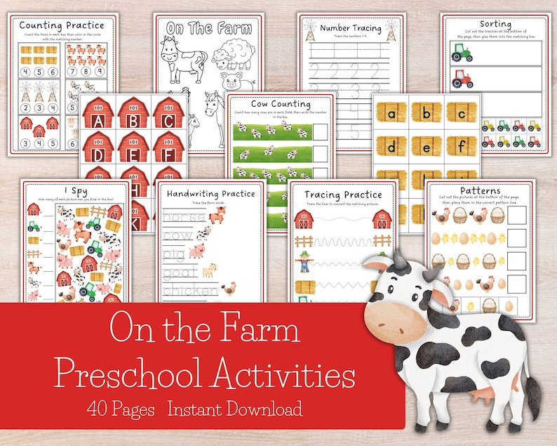Printable Farm Theme Preschool Activity Bundle - Etsy