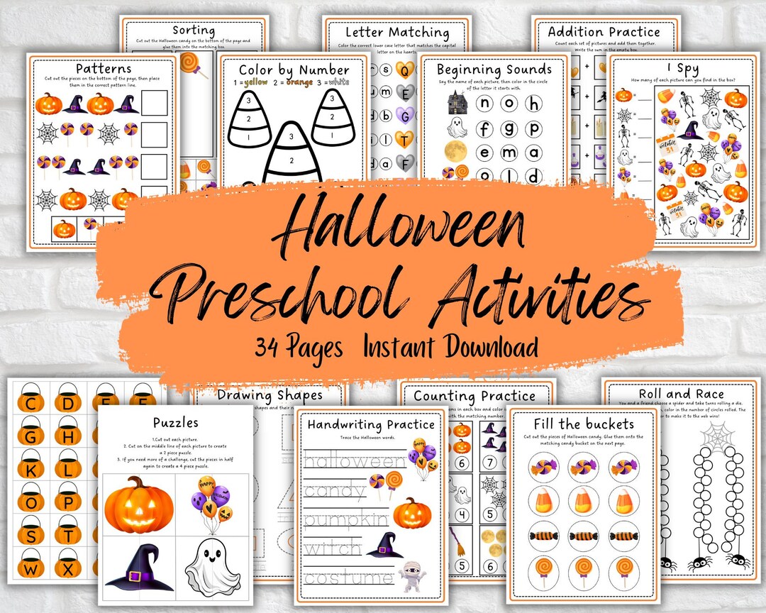 Printable Halloween Preschool Activity Bundle - Etsy