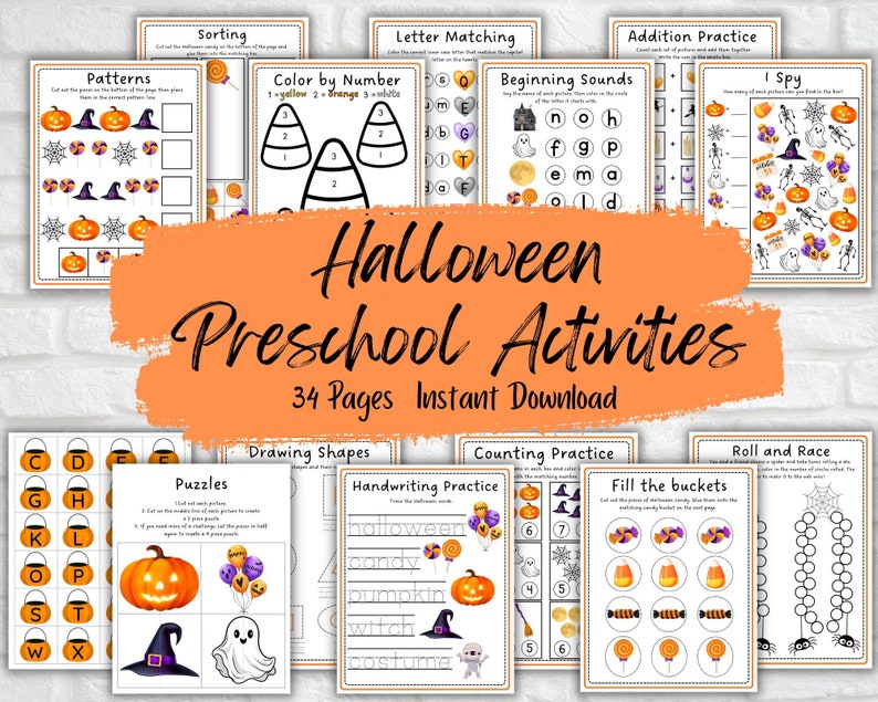 Printable Halloween Preschool Activity Bundle - Etsy