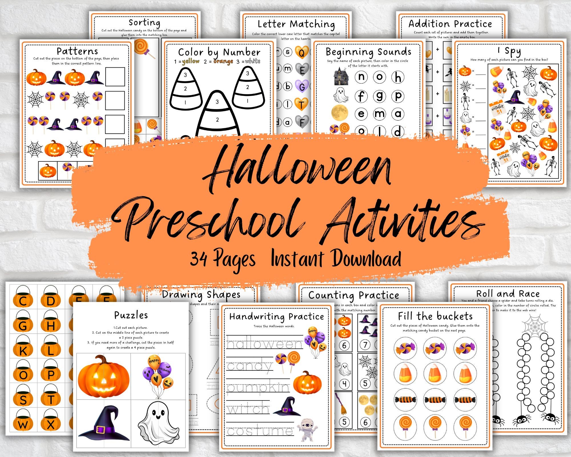 Printable Halloween Preschool Activity Bundle - Etsy