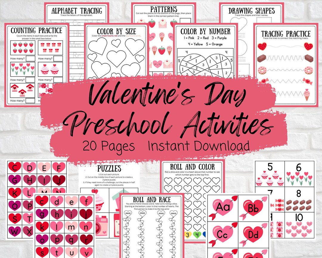 Printable Valentine's Day Preschool Activity Bundle - Etsy