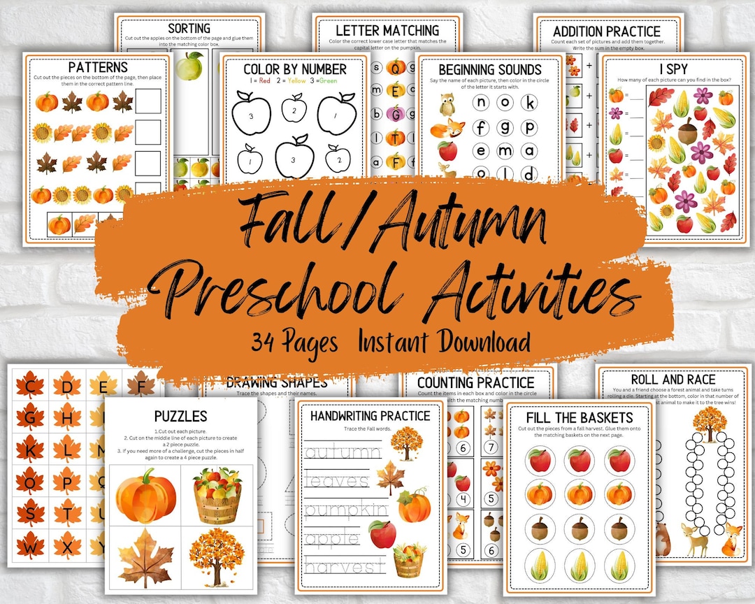 Printable Fall/autumn Preschool Activity Bundle - Etsy