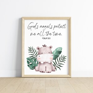 Nursery Bible Verse Wall Art, Safari Animals Wall Art, Nursery Animal ...