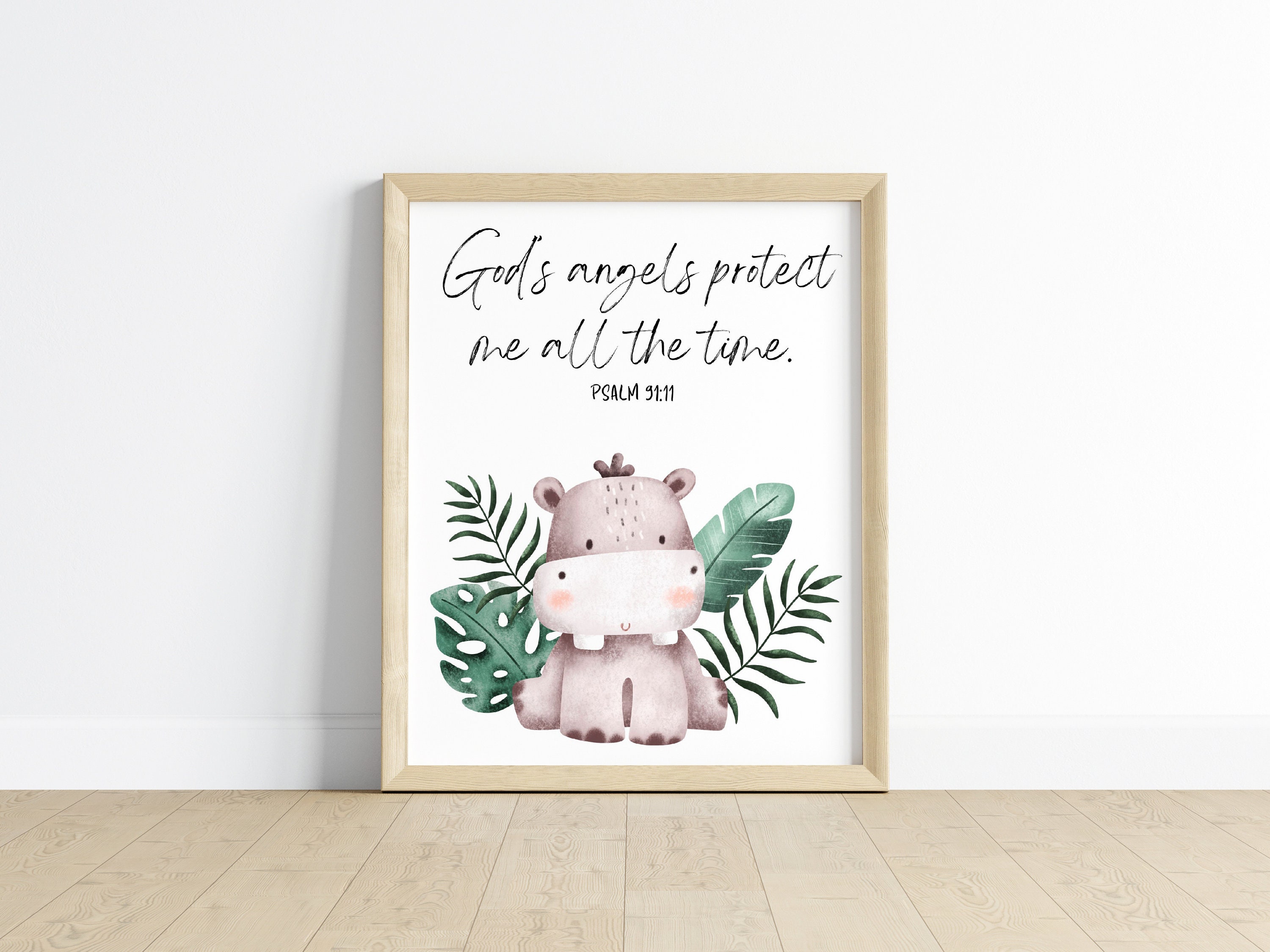Nursery Bible Verse Wall Art, Safari Animals Wall Art, Nursery Animal ...